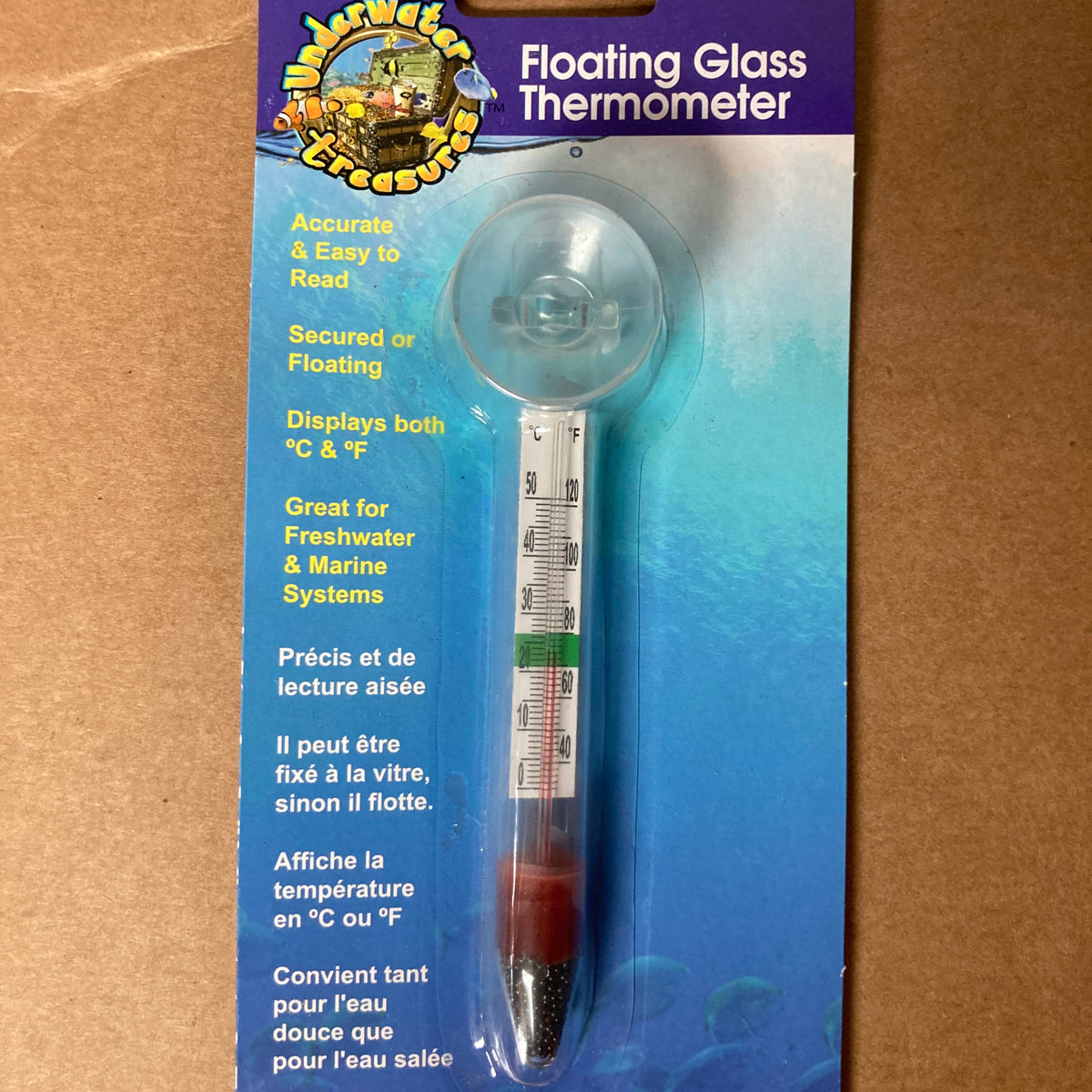 UNDERWATER TREASURE Floating Glass Thermometer – New Wave Aquaria